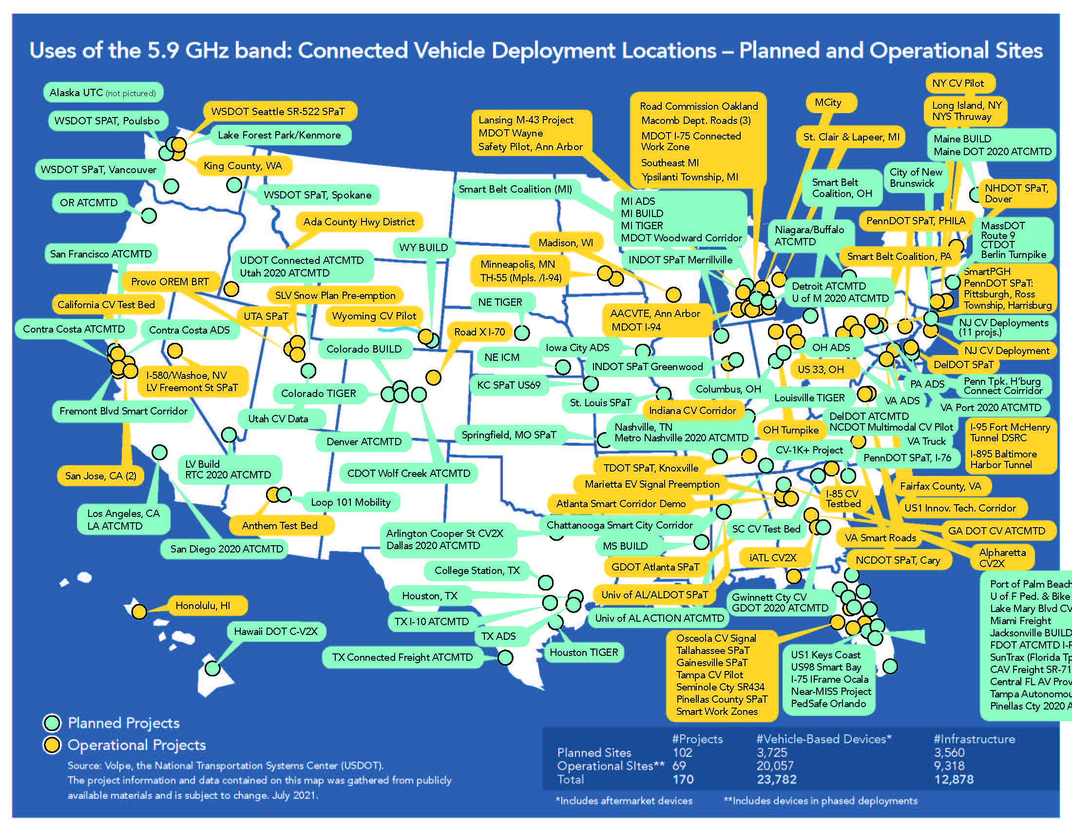 Interactive Connected Vehicle Deployment Map | US Department of ...
