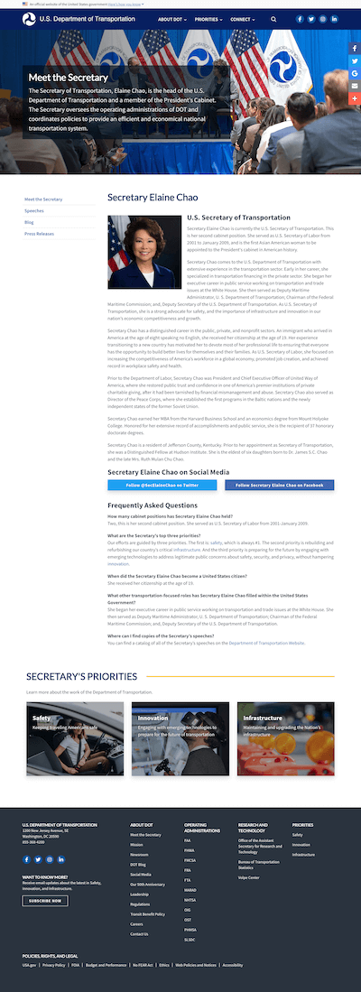 USDOT Web Design System Page Layouts | US Department of Transportation